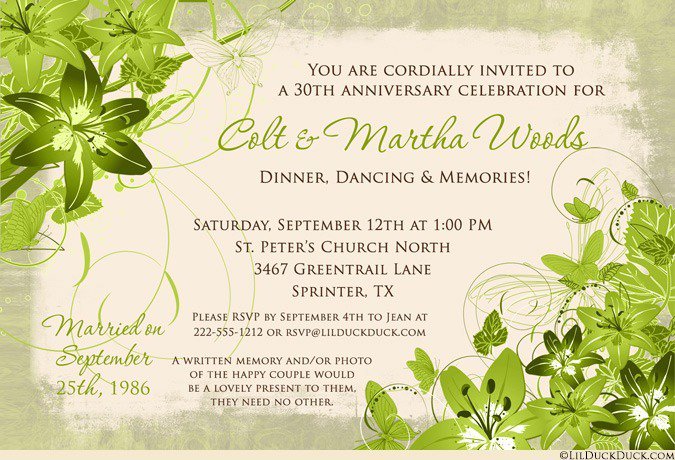 30th Wedding Anniversary Invitation Wording