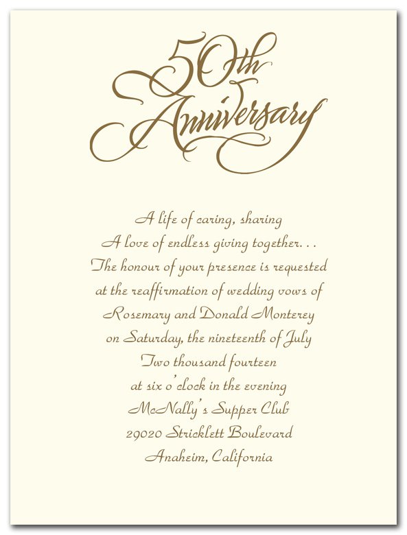 Golden Wedding Anniversary Invitation Wording Invitation Design Blog